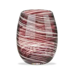 TAG Plum Swirl Stemless Wine Glass Dishwasher Safe - Purple