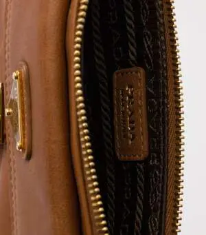 Prada Leather Chain Wallet - Brown