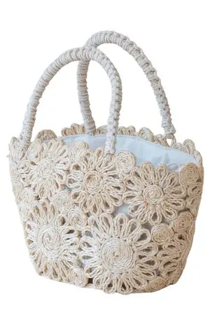 Likhâ Abaca Small Floral Weave Tote