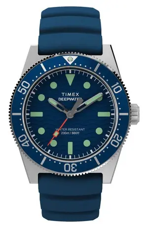 Timex® Timex Deepwater Dive Watch With Synthetic Strap - Blue