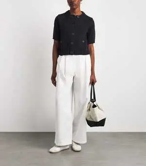 ME+EM Cropped Short-sleeve Cardigan