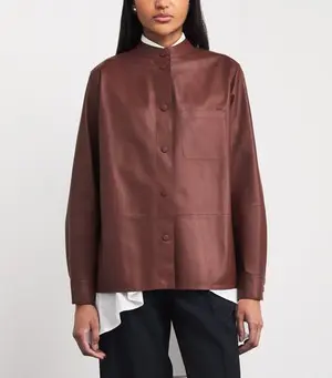 YVES SALOMON Lambskin Shirt With Mandarin Collar