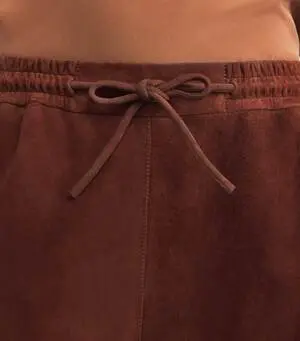 YVES SALOMON Calfskin Suede Cropped Palazzo Trousers