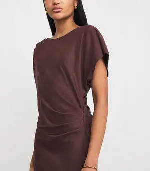 YVES SALOMON Asymmetrical Draped Midi Dress In Cotton-silk