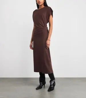 YVES SALOMON Asymmetrical Draped Midi Dress In Cotton-silk