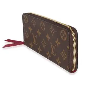 LOUIS VUITTON Fuchsia Monogram Canvas Clemence Wallet - Brown