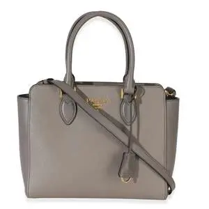 Prada Prada Saffiano Leather Top Handle Tote Gray