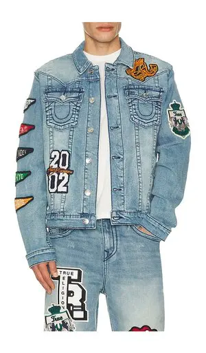 True Religion Varsity Jimmy Denim Jacket - Blue
