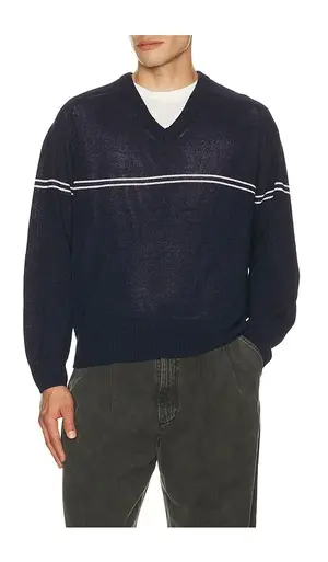 DUNST Striped V-neck Sweater