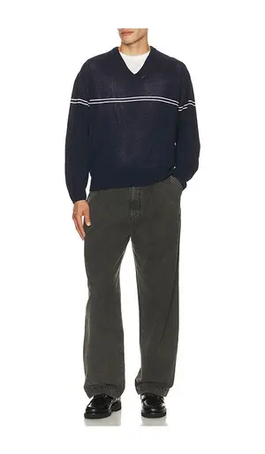 DUNST Striped V-neck Sweater