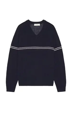 DUNST Striped V-neck Sweater