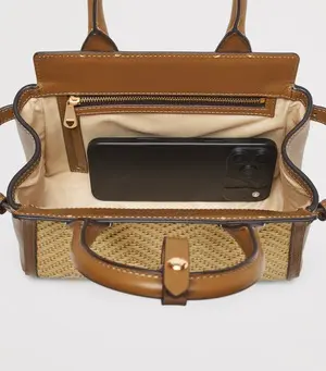 ASPINAL OF LONDON Mini Raffia-leather Savannah Top Handle Bag