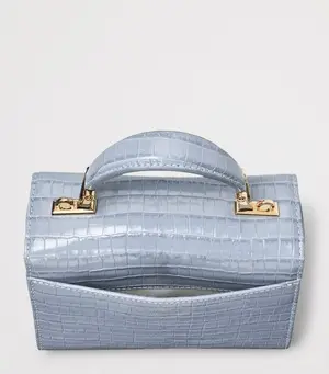 ASPINAL OF LONDON Mini Leather Mayfair Top-handle Bag - Blue