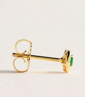 SUZANNE KALAN Diamond And Emerald Stud Earrings In Yellow