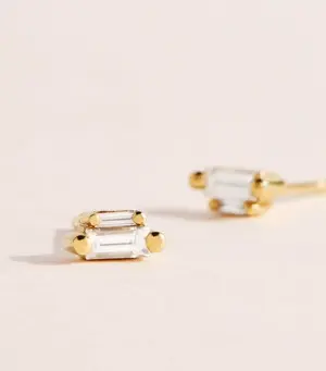 SUZANNE KALAN Yellow And Diamond Baguette Stud Earrings