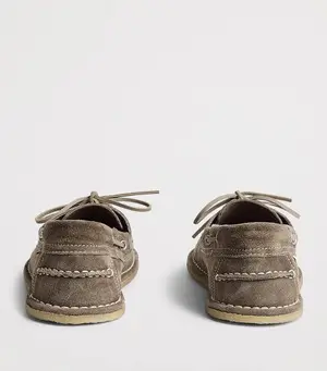 AMI Paris Suede Boat Shoes With Logo Detail - Brown
