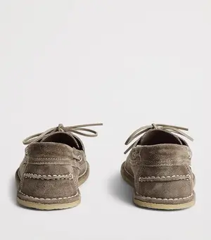 AMI Paris Suede Boat Shoes With Logo Detail - Brown