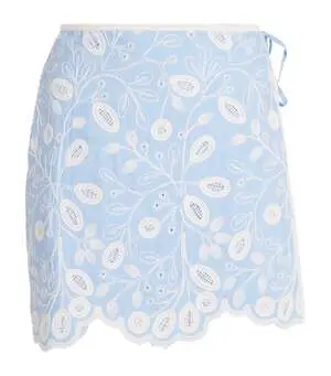 Simkhai Delaney Embroidered Mini Skirt - Blue
