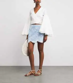 Simkhai Delaney Embroidered Mini Skirt - Blue