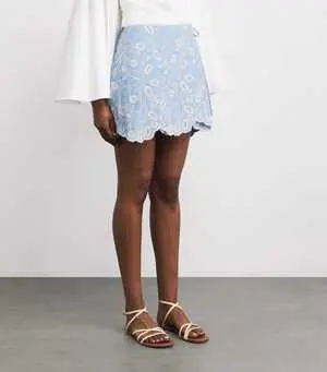 Simkhai Delaney Embroidered Mini Skirt - Blue