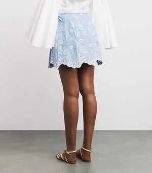 Simkhai Delaney Embroidered Mini Skirt - Blue