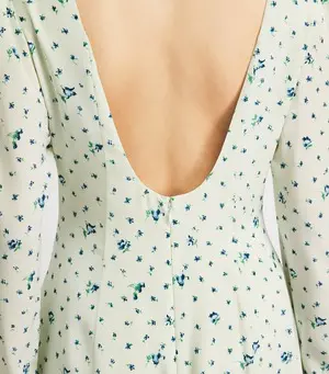 Alessandra Rich Silk Floral Print Maxi Dress