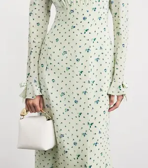 Alessandra Rich Silk Floral Print Maxi Dress