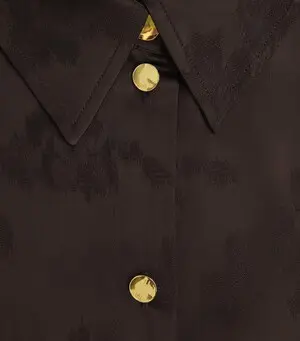 GANNI Floral Jacquard Satin Shirt - Brown