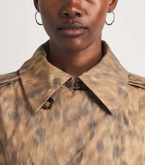 GANNI Leopard Print Belted Trench Coat