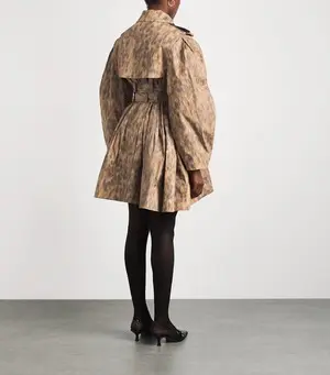GANNI Leopard Print Belted Trench Coat