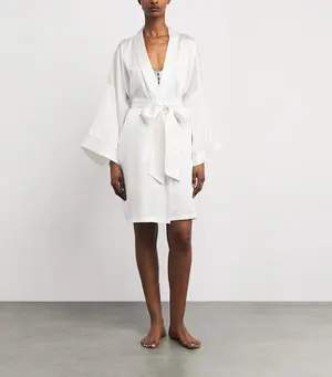 Olivia Von Halle Mimi Silk Robe - Ivory