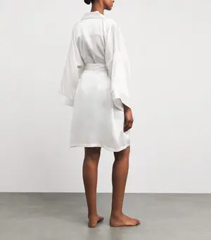 Olivia Von Halle Mimi Silk Robe - Ivory