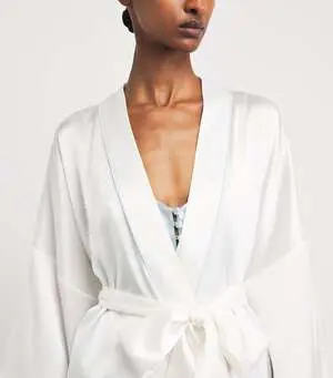 Olivia Von Halle Mimi Silk Robe - Ivory