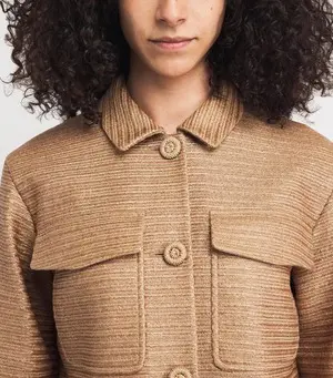 Lafayette 148 New York Faux Raffia Cropped Overshirt