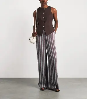 Veronica Beard Carraway Striped Wide-leg Trousers