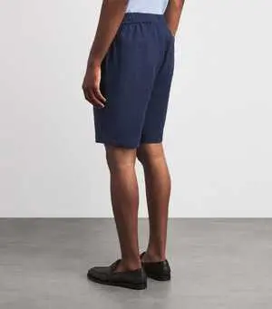 Sunspel Linen Drawstring Shorts - Navy