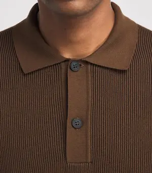 Sunspel Cotton Rib-knit Polo Shirt - Brown