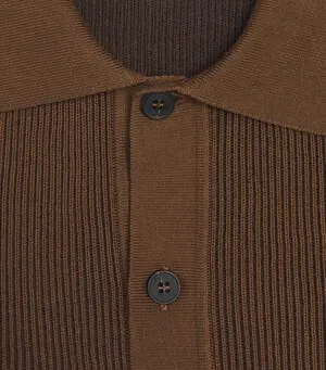 Sunspel Cotton Rib-knit Polo Shirt - Brown