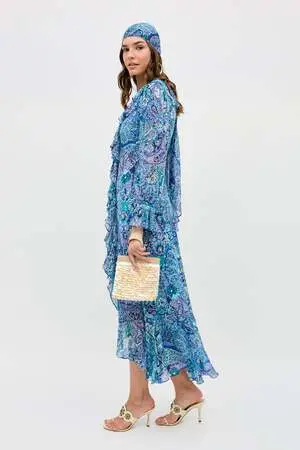 Rixo Gracye Paisley Floral Dress - Blue
