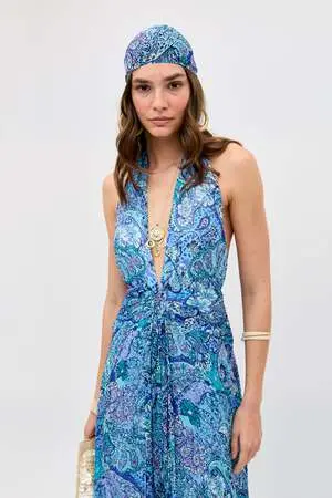 Rixo Alaina Paisley Floral Maxi Dress - Blue