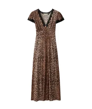 Rixo Clarice Leopard Print Midi Dress - Brown