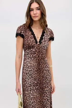 Rixo Clarice Leopard Print Midi Dress - Brown