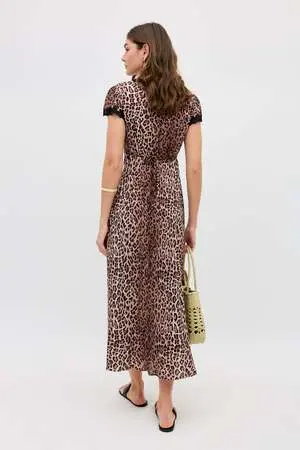 Rixo Clarice Leopard Print Midi Dress - Brown