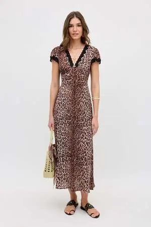 Rixo Clarice Leopard Print Midi Dress - Brown