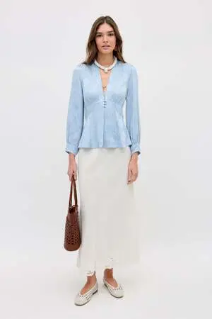 Rixo Lea Daisy Jacquard Bell Regular Top
