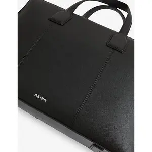REISS Leather Briefcase With Top Handle And Adjustable Shoulder Strap