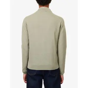 John Smedley Textured Crewneck Wool Zip-up Cardigan - Thistle Dew