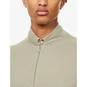 John Smedley Textured Crewneck Wool Zip-up Cardigan - Thistle Dew
