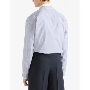 Prada Stripe-print Zipper Cotton Shirt - Blue