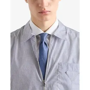 Prada Stripe-print Zipper Cotton Shirt - Blue